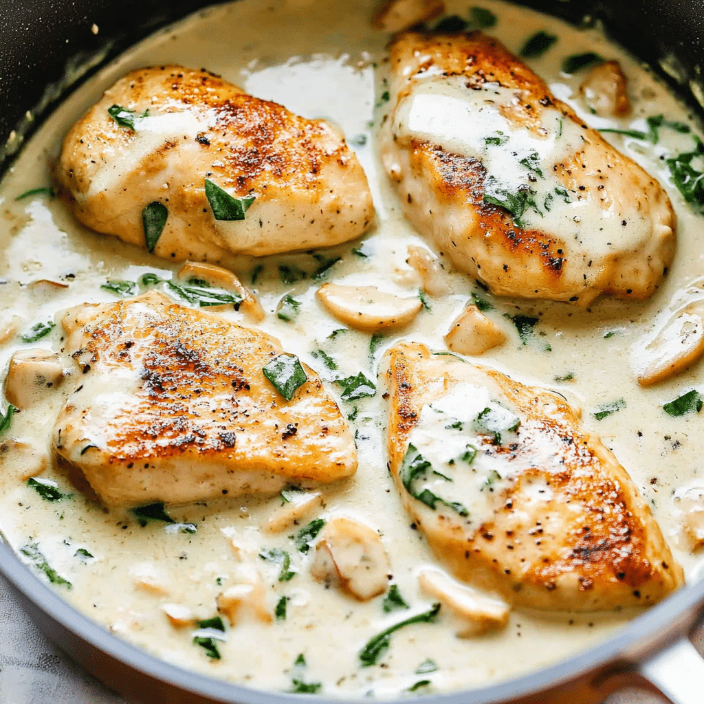 Creamy Garlic Chicken Recipe - ymrecipes.com