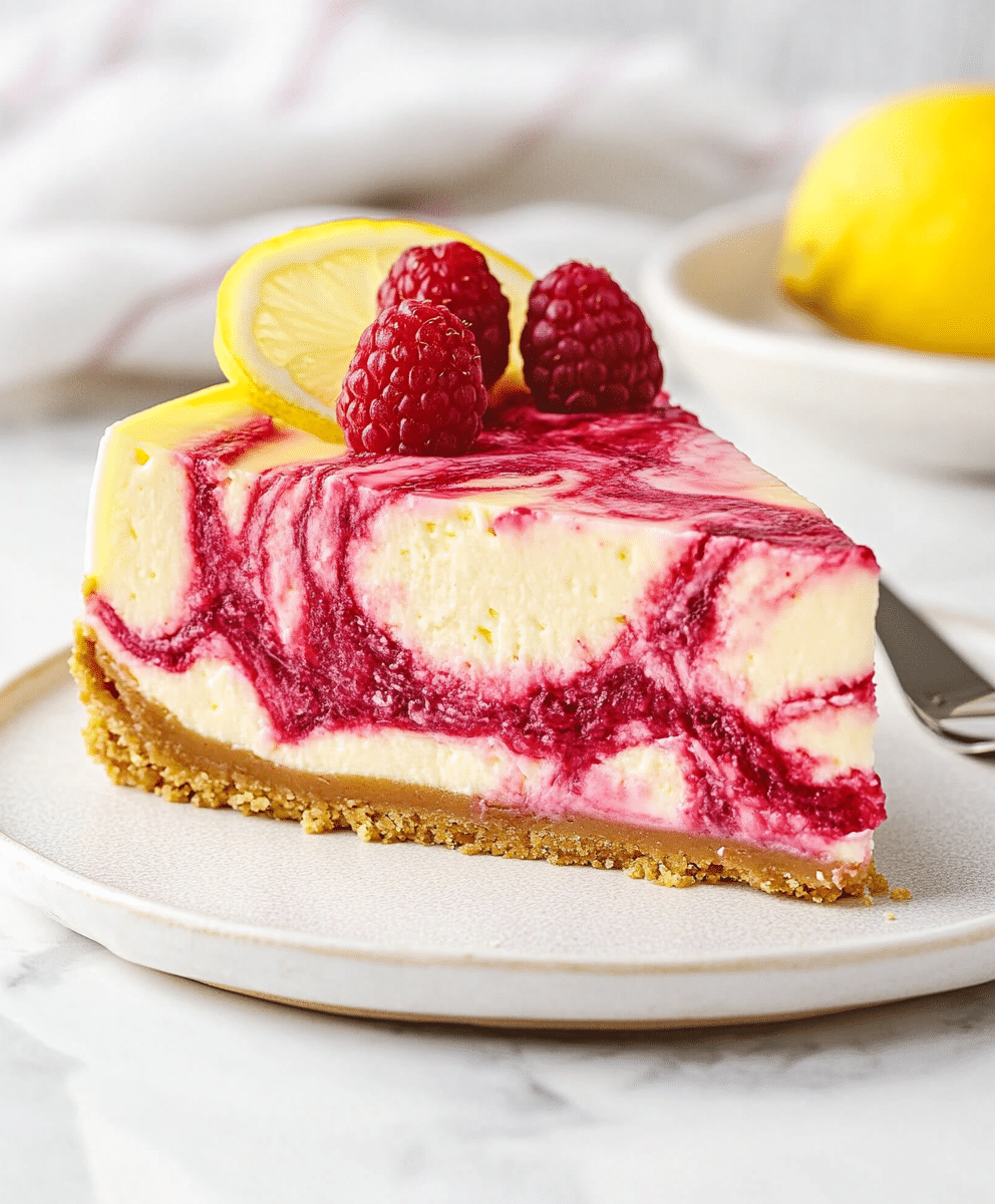 Lemon Raspberry Swirl Cheesecake Recipe - ymrecipes.com