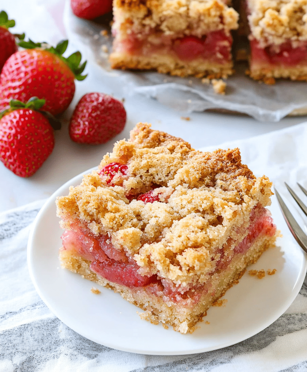 Strawberry Rhubarb Crumb Bars Recipe - ymrecipes.com