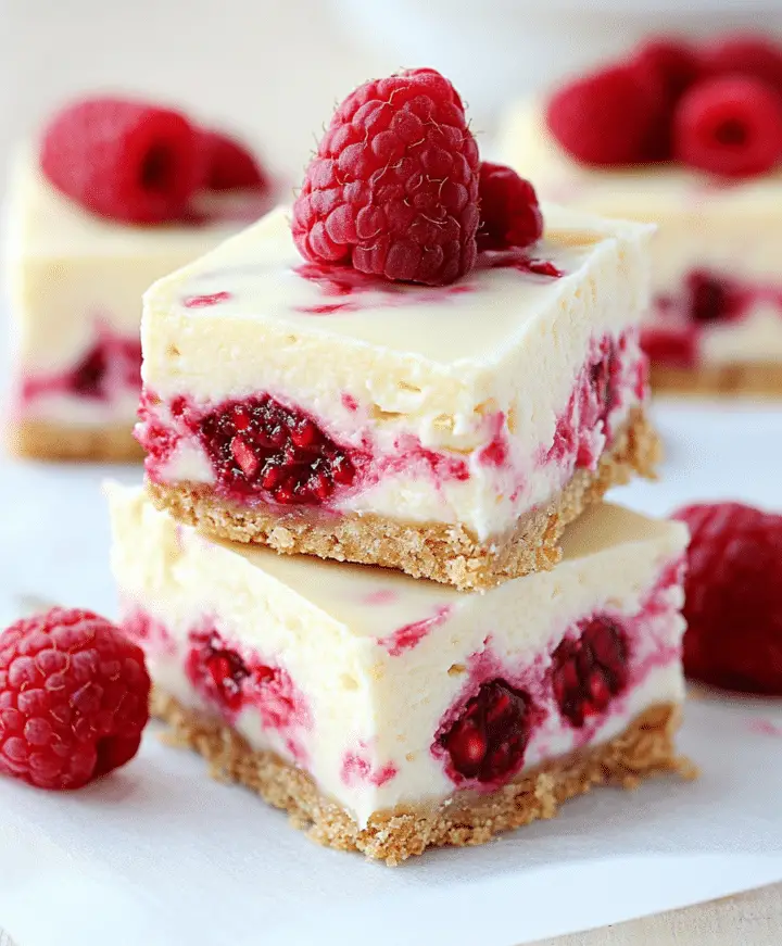 White Chocolate Raspberry Cheesecake Bars Recipe - ymrecipes.com