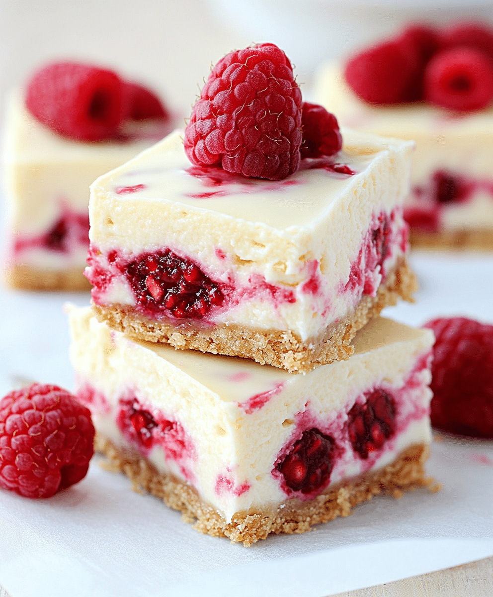 White Chocolate Raspberry Cheesecake Bars Recipe - ymrecipes.com