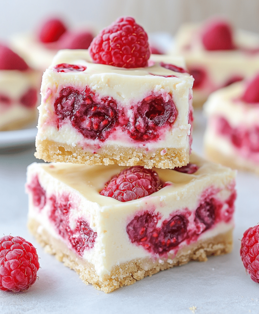 White Chocolate Raspberry Cheesecake Bars Recipe - ymrecipes.com