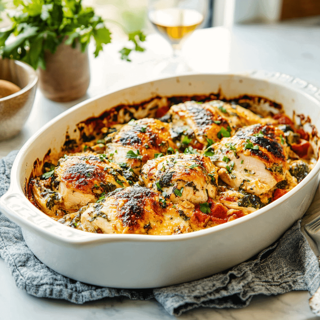 Baked Tuscan Chicken Casserole Recipe - ymrecipes.com