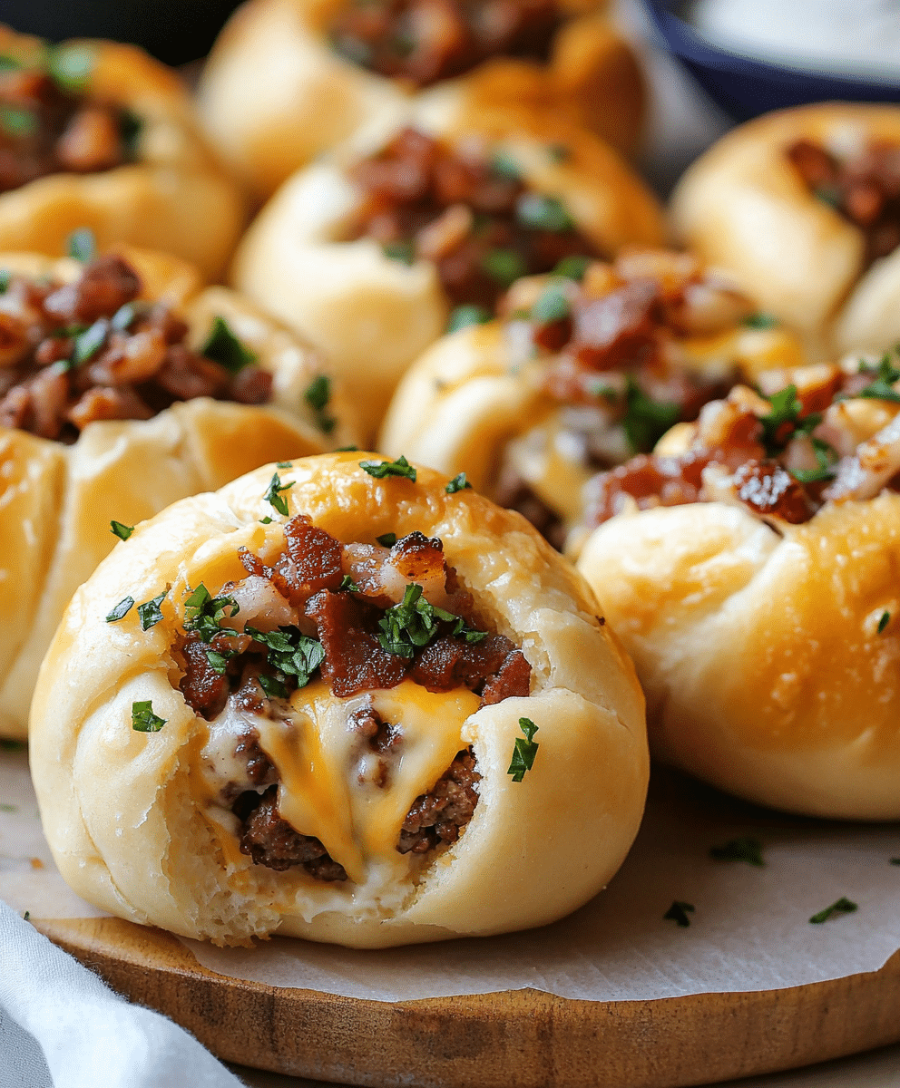 Garlic Parmesan Bacon Cheeseburger Bombs - ymrecipes.com