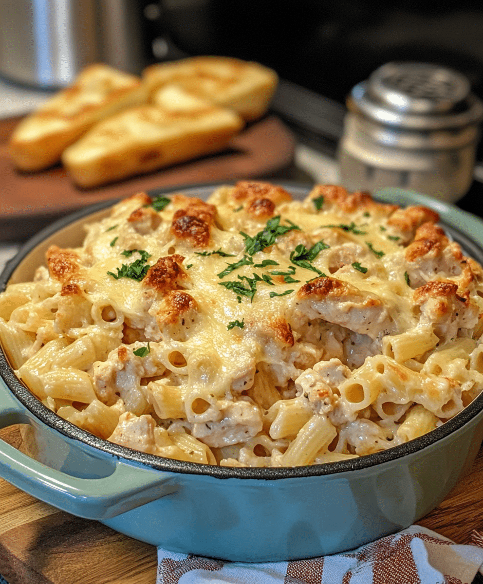 Garlic Parmesan Chicken Pasta Bake Recipe - ymrecipes.com