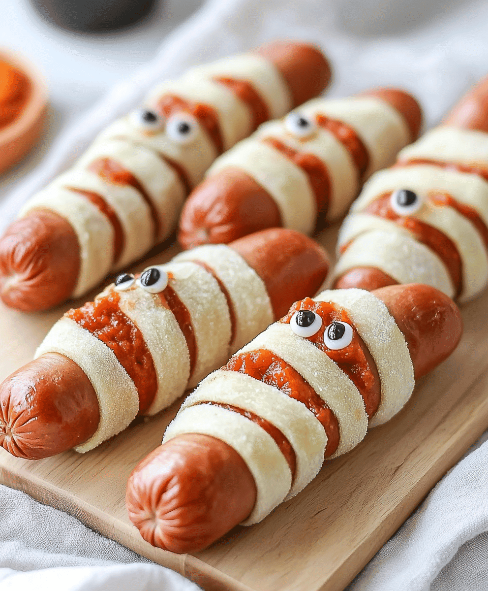 Halloween Mummy Hotdogs Recipe - ymrecipes.com