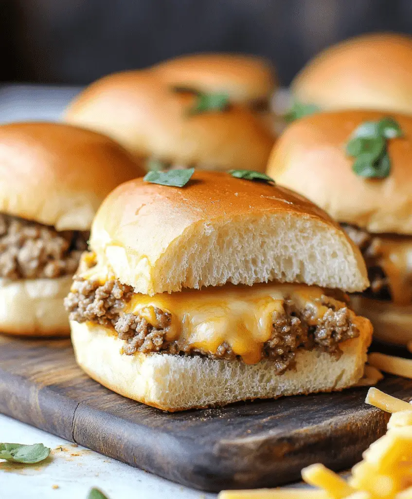 Cheesy Ground Beef Sliders Recipe - ymrecipes.com