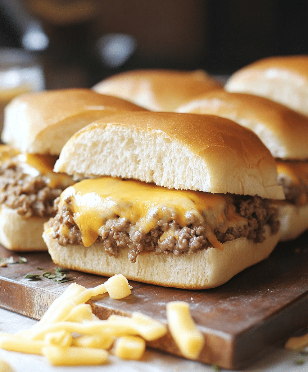 Cheesy Ground Beef Sliders Recipe - ymrecipes.com