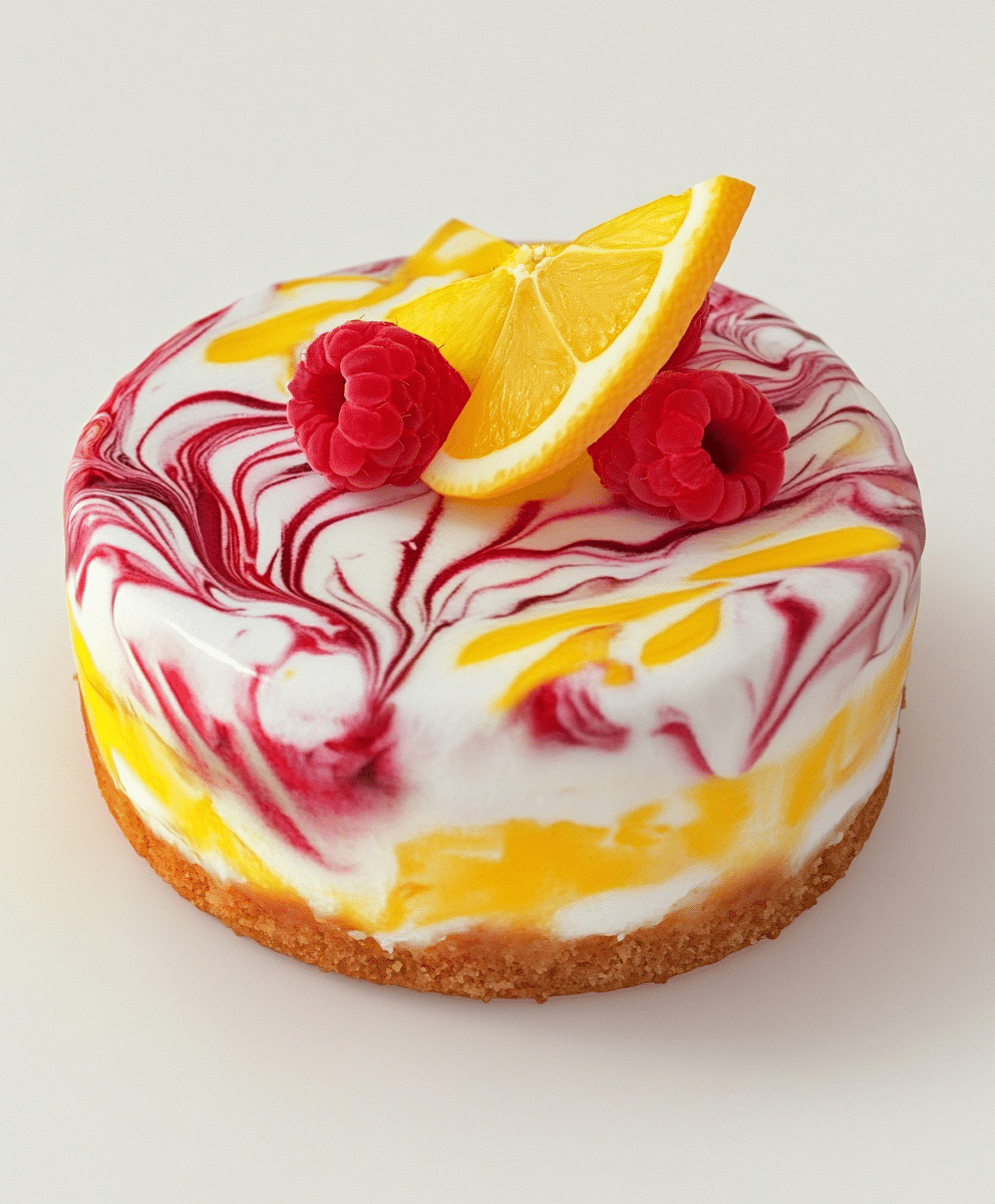 Lemon Raspberry Swirl Cheesecake Recipe - ymrecipes.com
