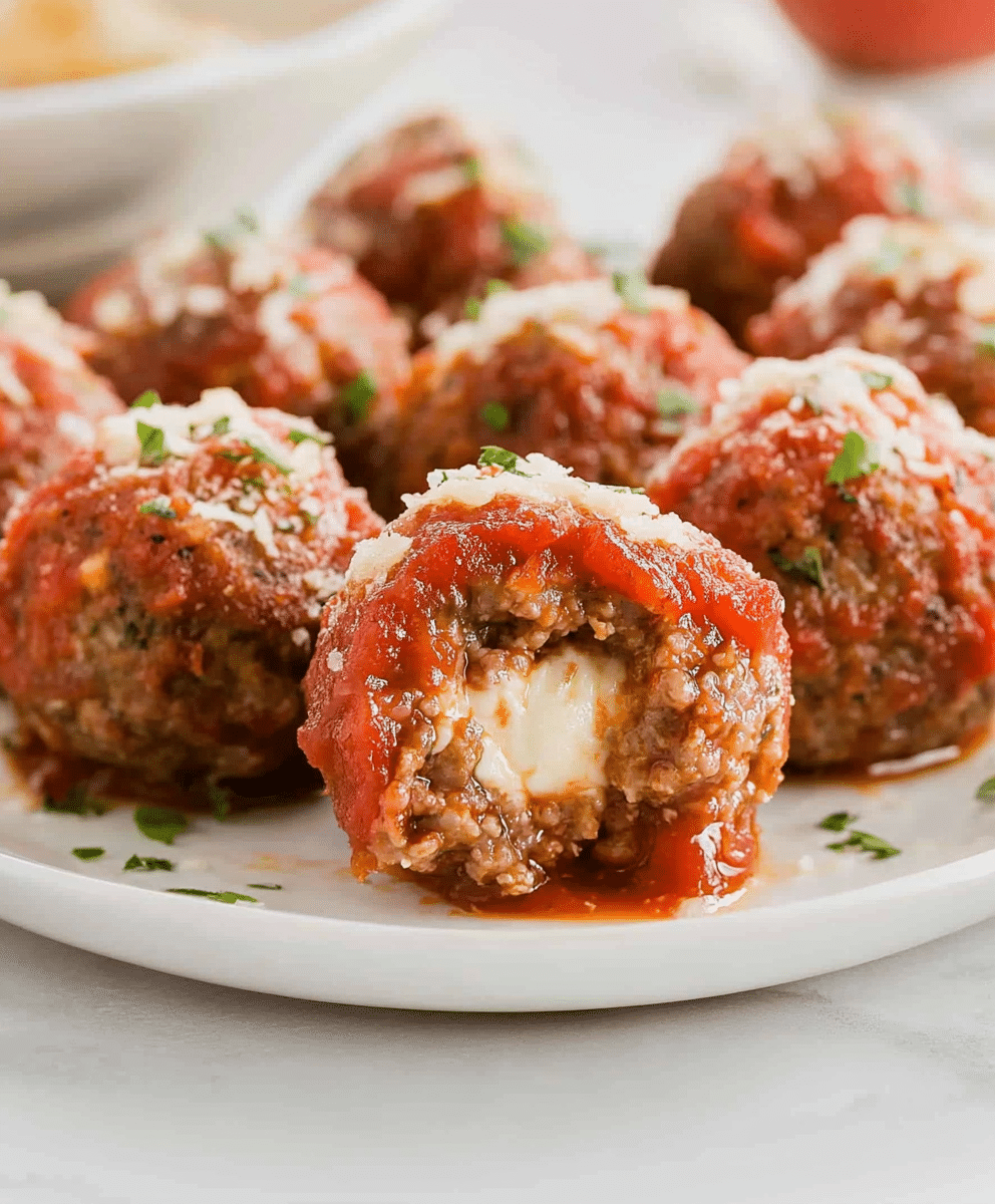 Easy Mozzarella Stuffed Meatballs Recipe - ymrecipes.com