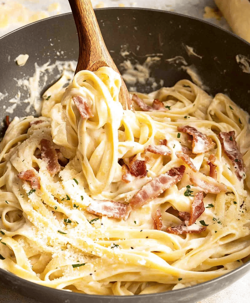 Creamy Bacon Pasta Recipe - ymrecipes.com