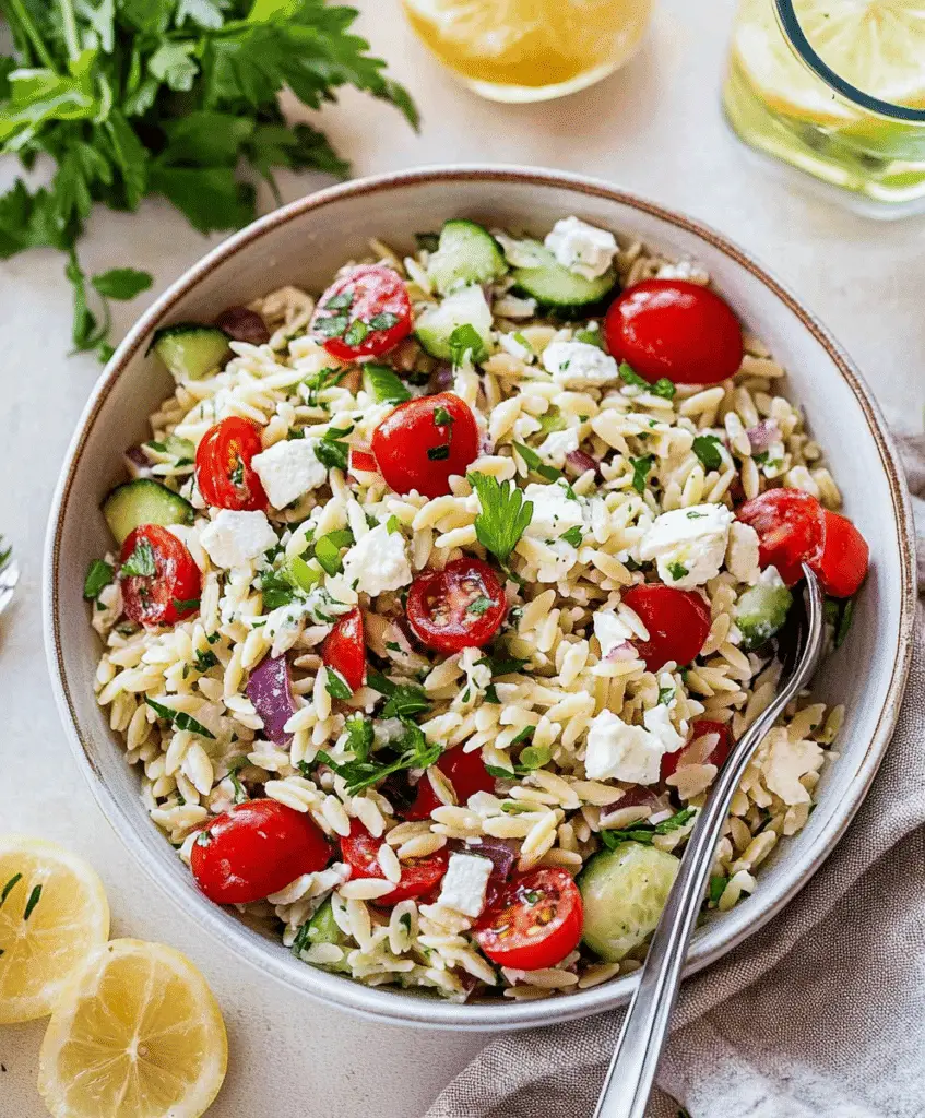 Greek Orzo Pasta Salad Recipe - ymrecipes.com