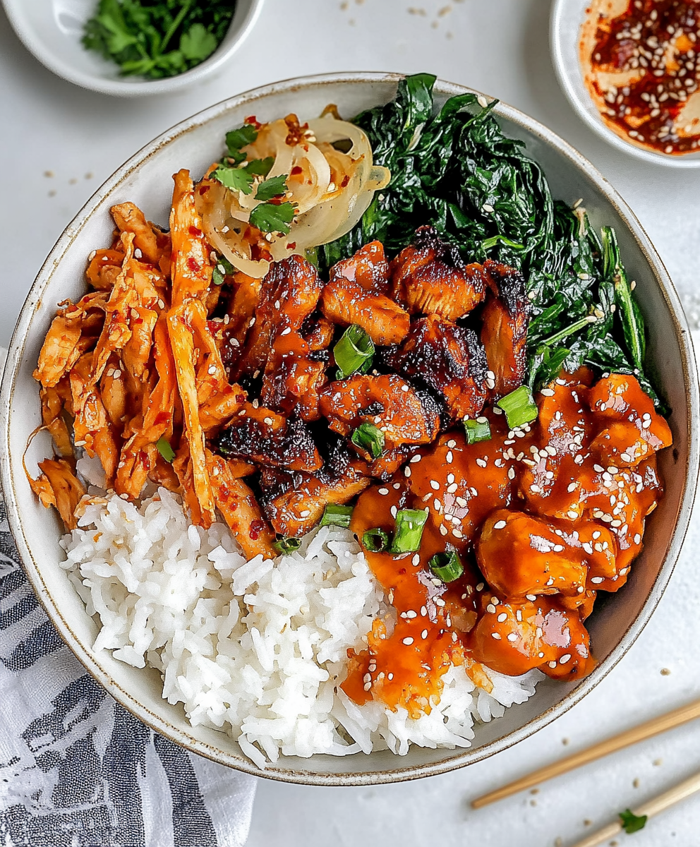 Korean Chicken Rice Bowls Recipe - ymrecipes.com