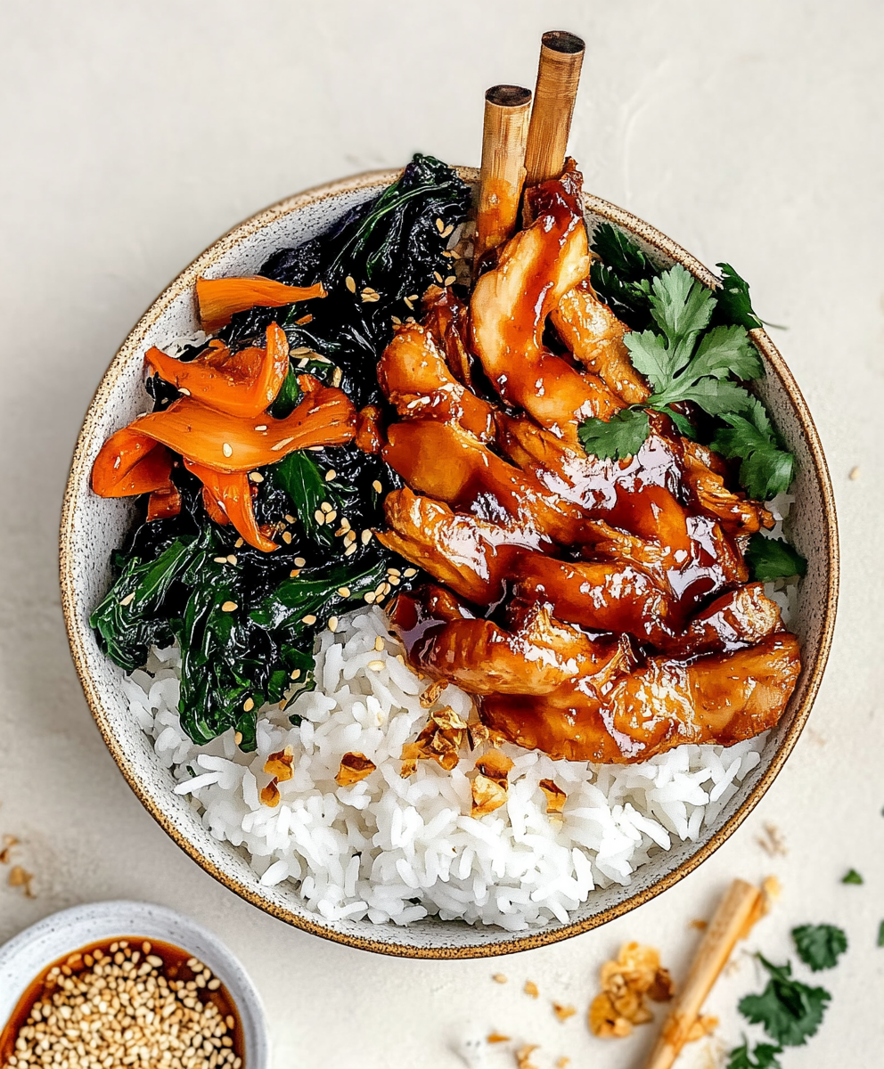 Korean Chicken Rice Bowls Recipe - ymrecipes.com
