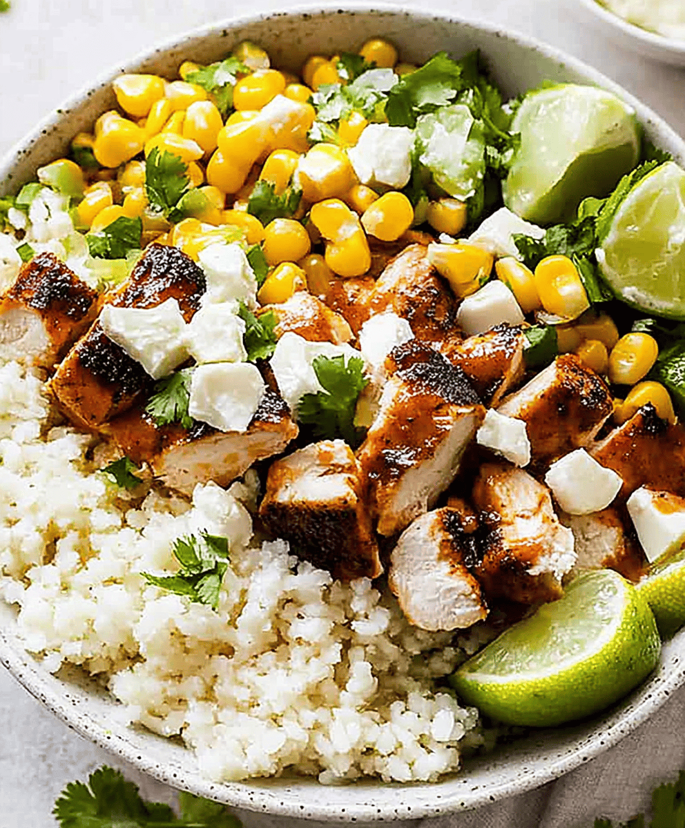 Vibrant Mexican Street Corn Chicken Bowl Recipe - ymrecipes.com