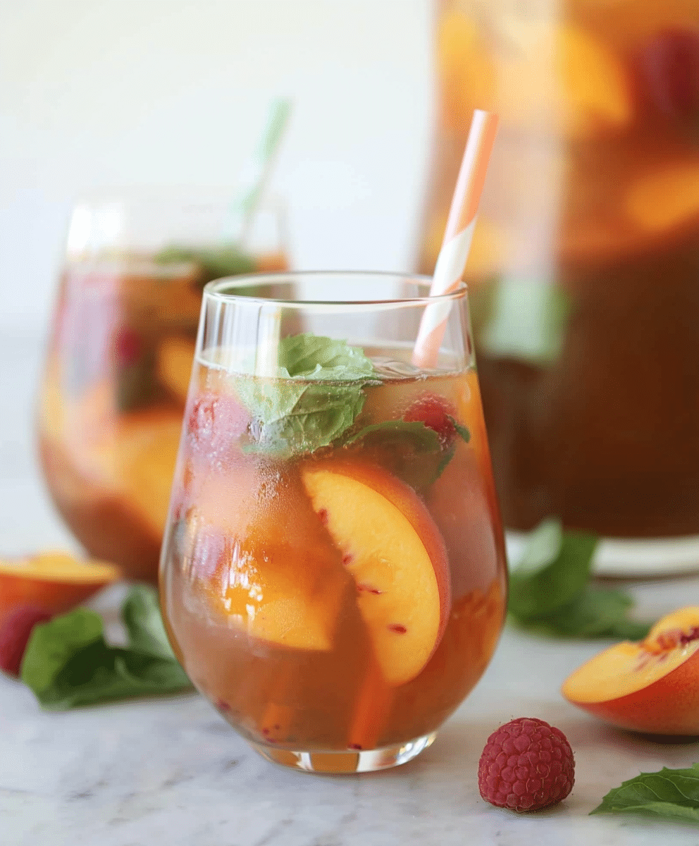 Bellini Peach Raspberry Iced Tea Recipe - ymrecipes.com