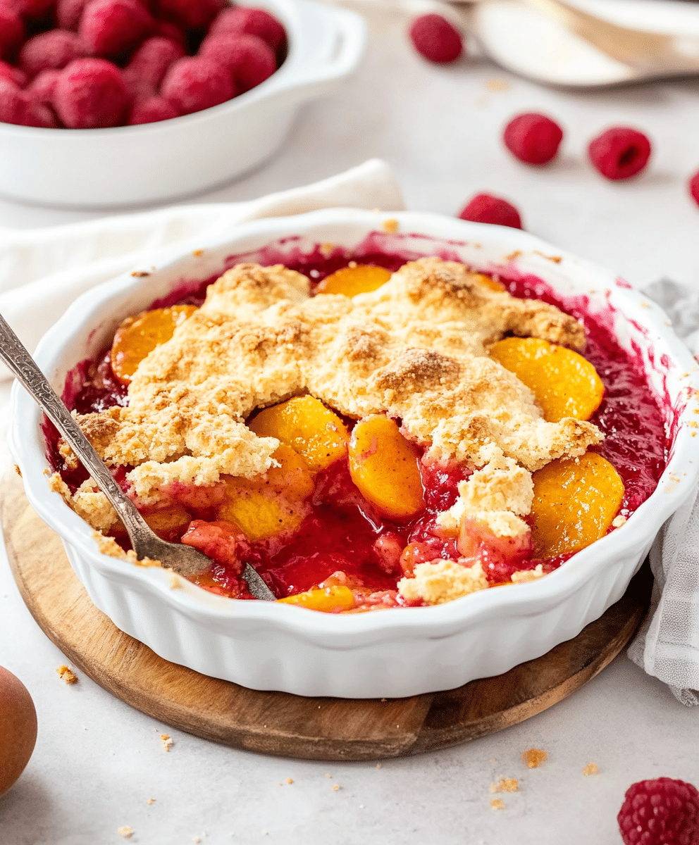 Easy Peach And Raspberry Cobbler Recipe - ymrecipes.com