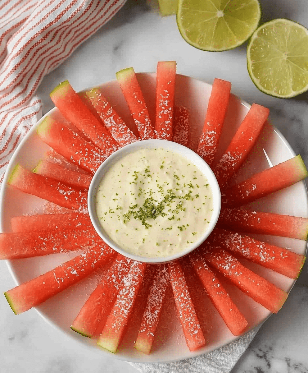 Watermelon Fries With Coconut Lime Dip Recipe - ymrecipes.com