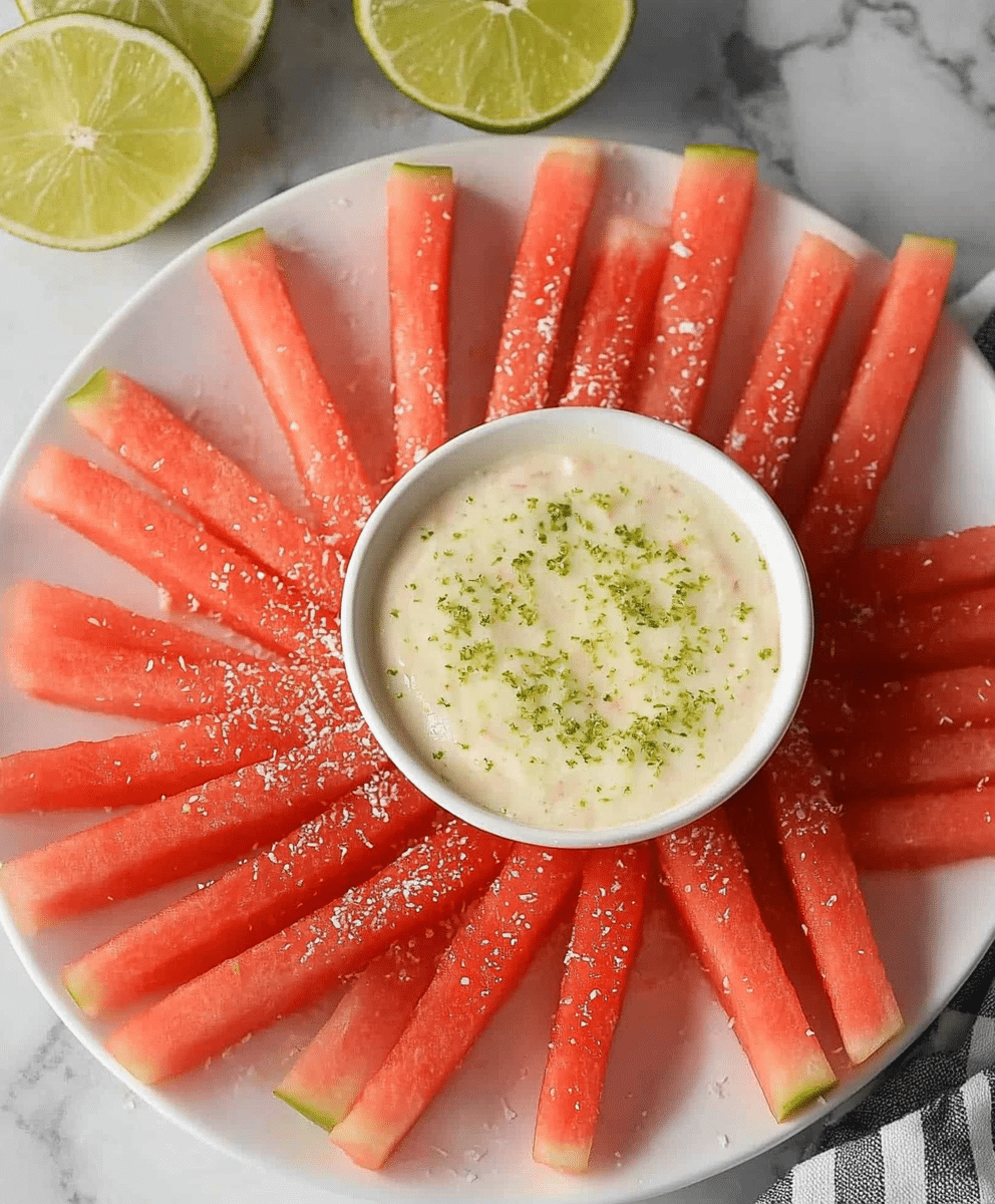 Watermelon Fries With Coconut Lime Dip Recipe - ymrecipes.com