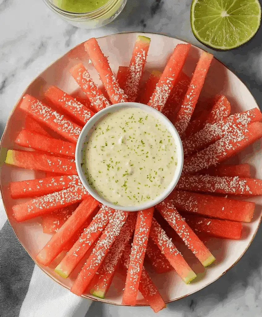 Watermelon Fries With Coconut Lime Dip Recipe - ymrecipes.com