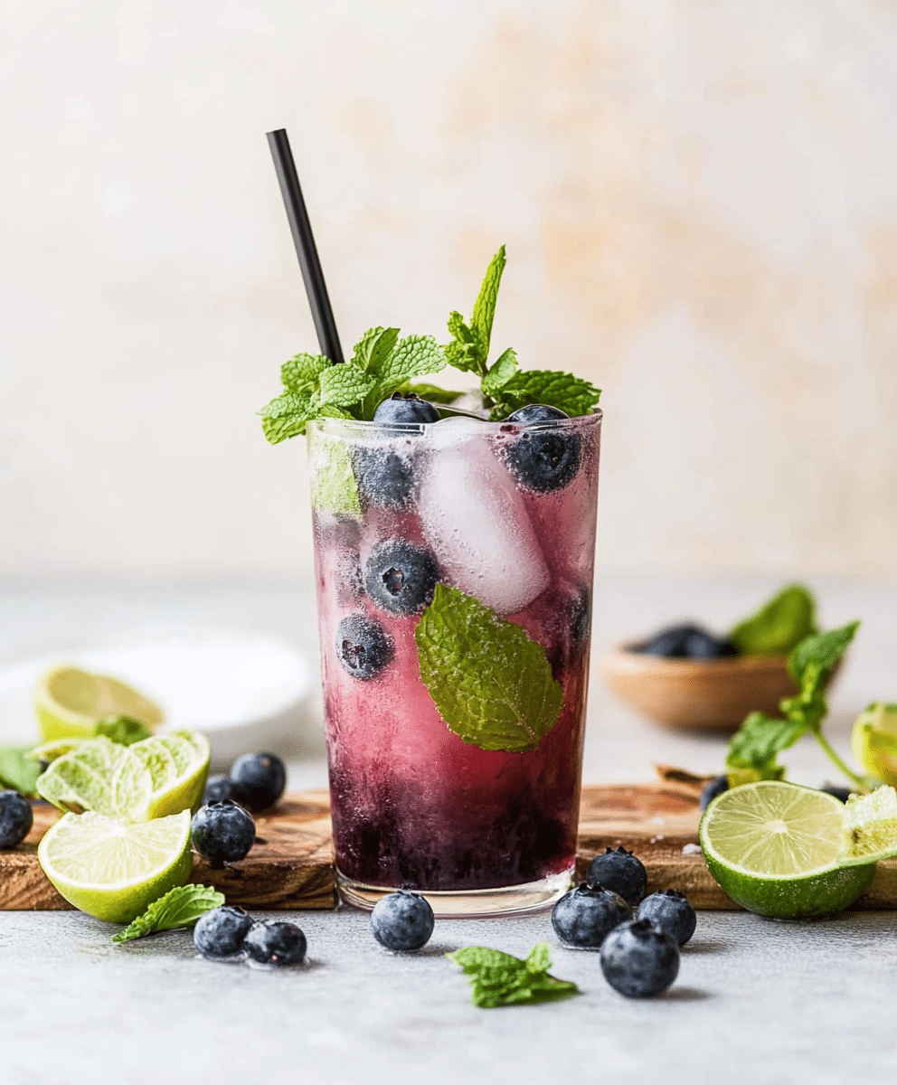 Summer Blueberry Mint Fizz Drink Recipe - ymrecipes.com