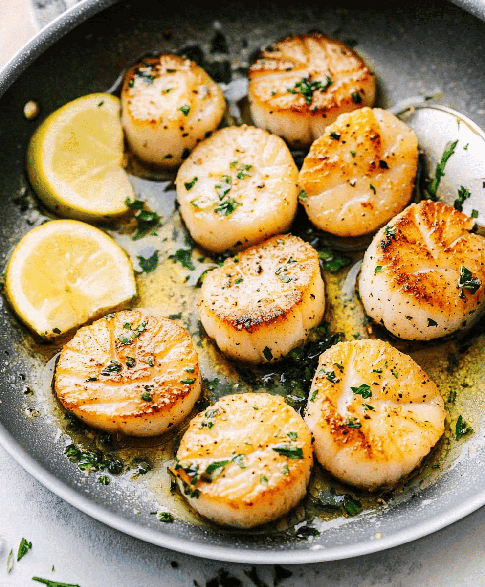 Summer Seared Scallops with Herb Sauce Seafood Recipe - ymrecipes.com